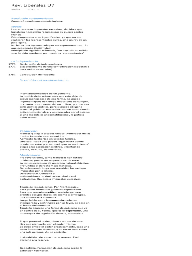Rev. Liberales U7 | PDF | Los Estados Unidos | Libertad