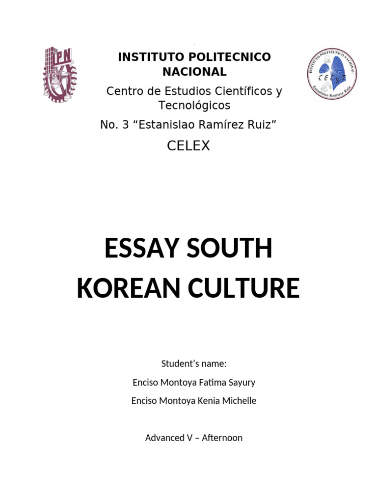 Essay South Korean Culture | PDF | Korea