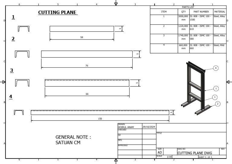 Cutting Plane Drawing PDF | PDF | Metals | Building Materials