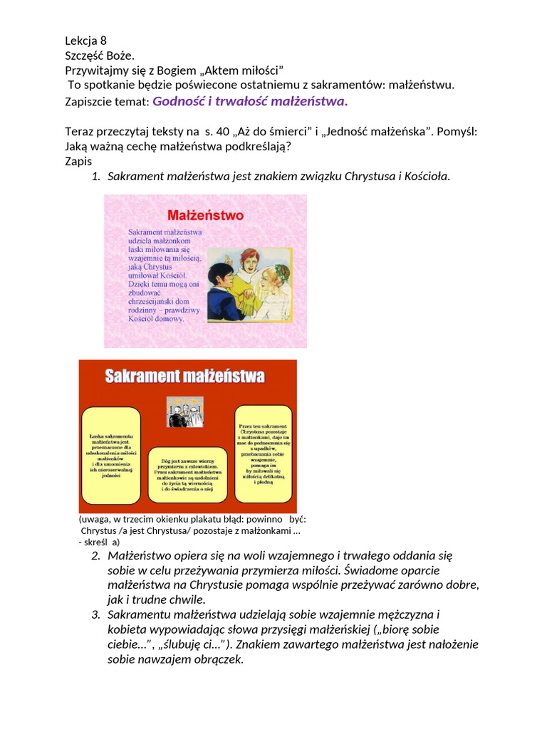 Lekcja 8 Małżeństwo | PDF