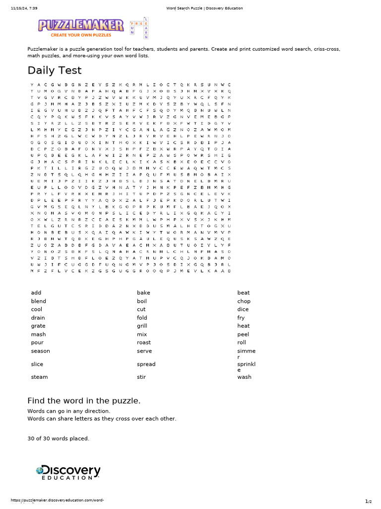 Word Search Puzzle _ Discovery Education Puzzlemaker fix1 | PDF