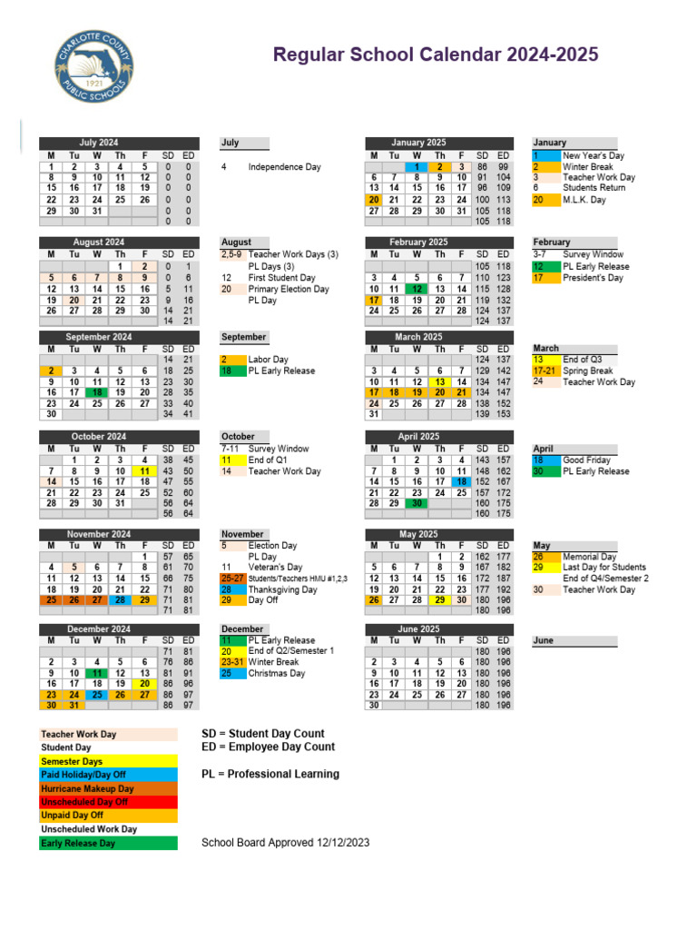 2024-2025 School Calendar Overview | PDF | Public Holiday ...
