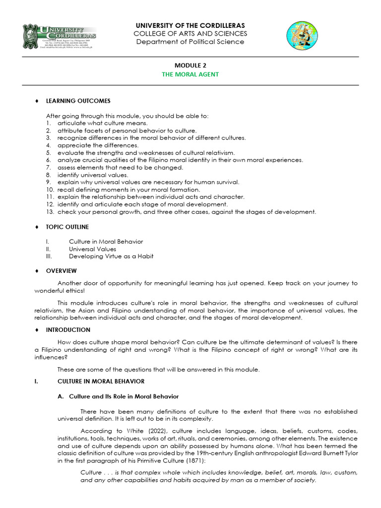 Ethics Module 2 - The Moral Agent | PDF | Virtue | Morality