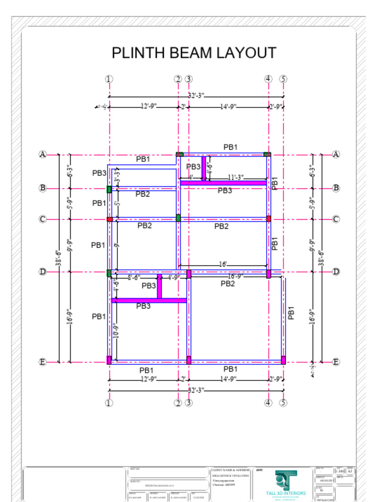 Plinth Beam Layout for Residential Building | PDF