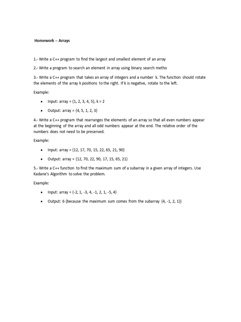 Homework Arrays | PDF