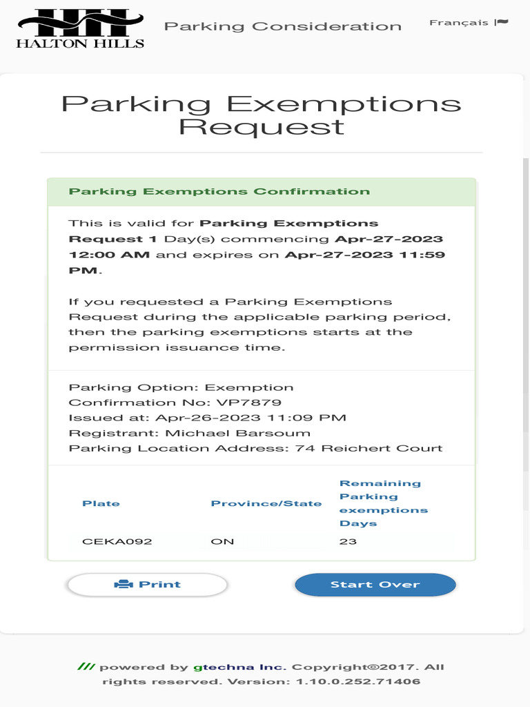 Parking Exemptions Request | PDF