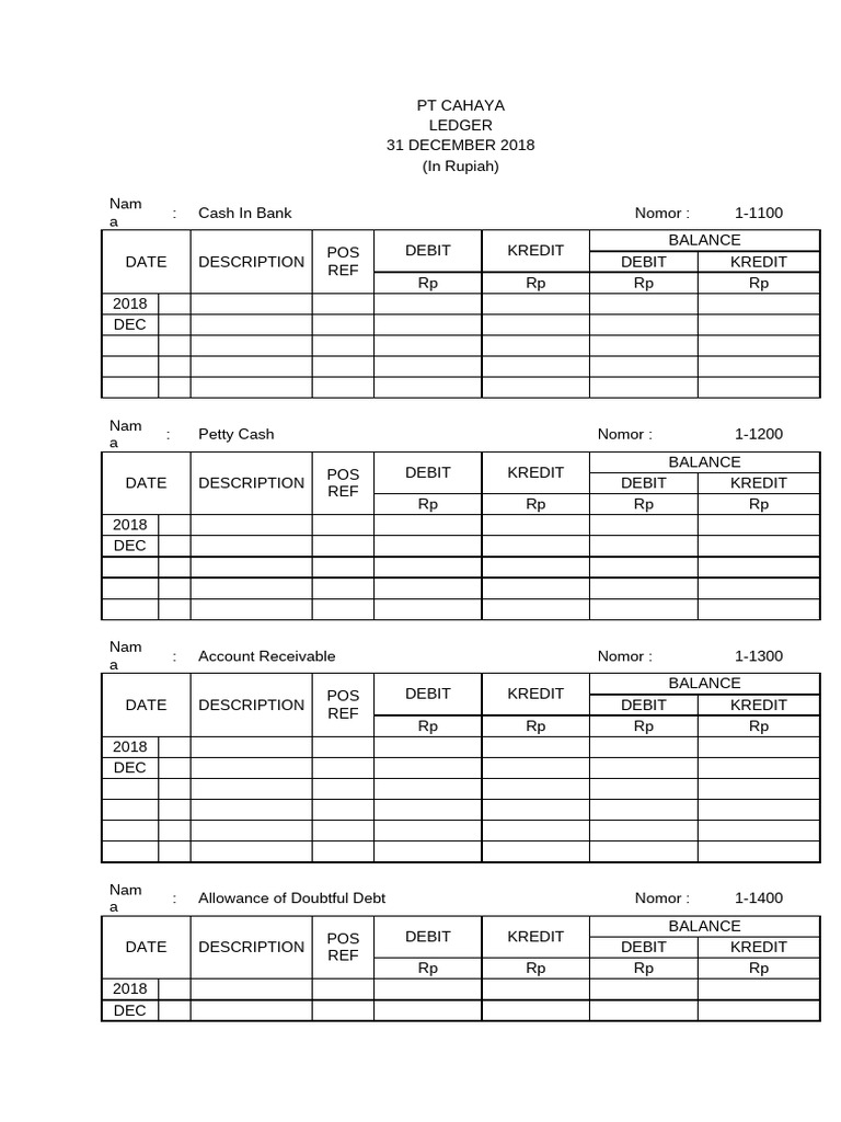 Ledger Pt Cahaya | PDF | Debits And Credits | Credit Card