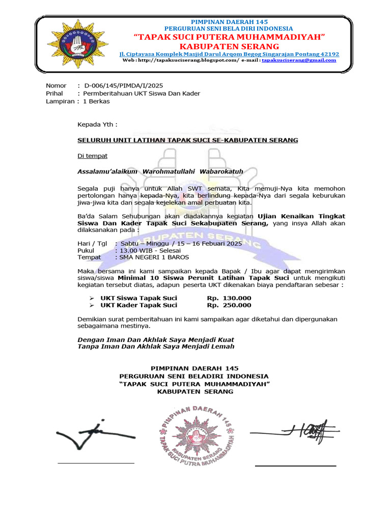 Surat Pemberitahuan Ukt 2025 | PDF