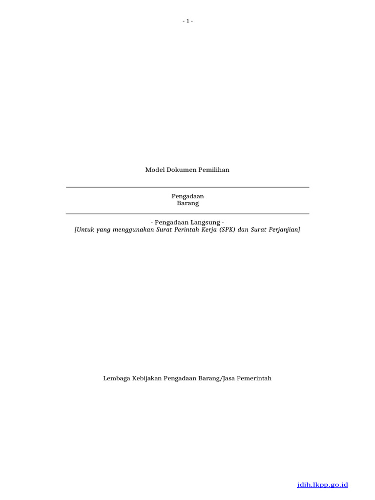 SDP Pengadaan Langsung - Barang | PDF