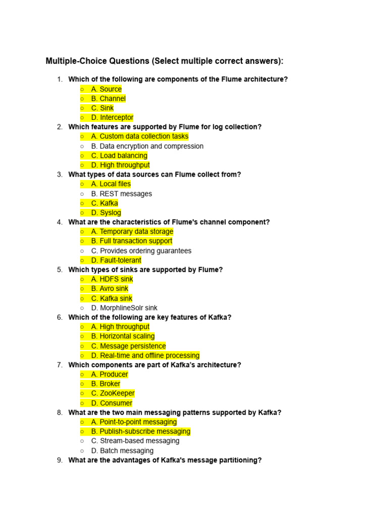 Chapter 7 Flume and Kafka Questions Answers | PDF | Replication (Computing) | Computer Science