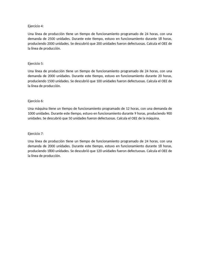 Ejercicios OEE | PDF