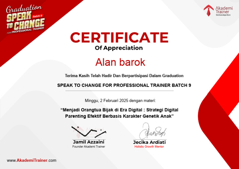 E-Certificate Webinar STC 9 Alan Barok | PDF