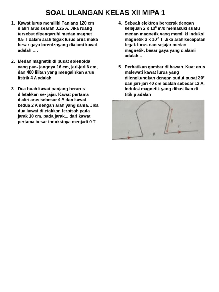 SOAL ULANGAN KELAS XII MIPA 1 | PDF