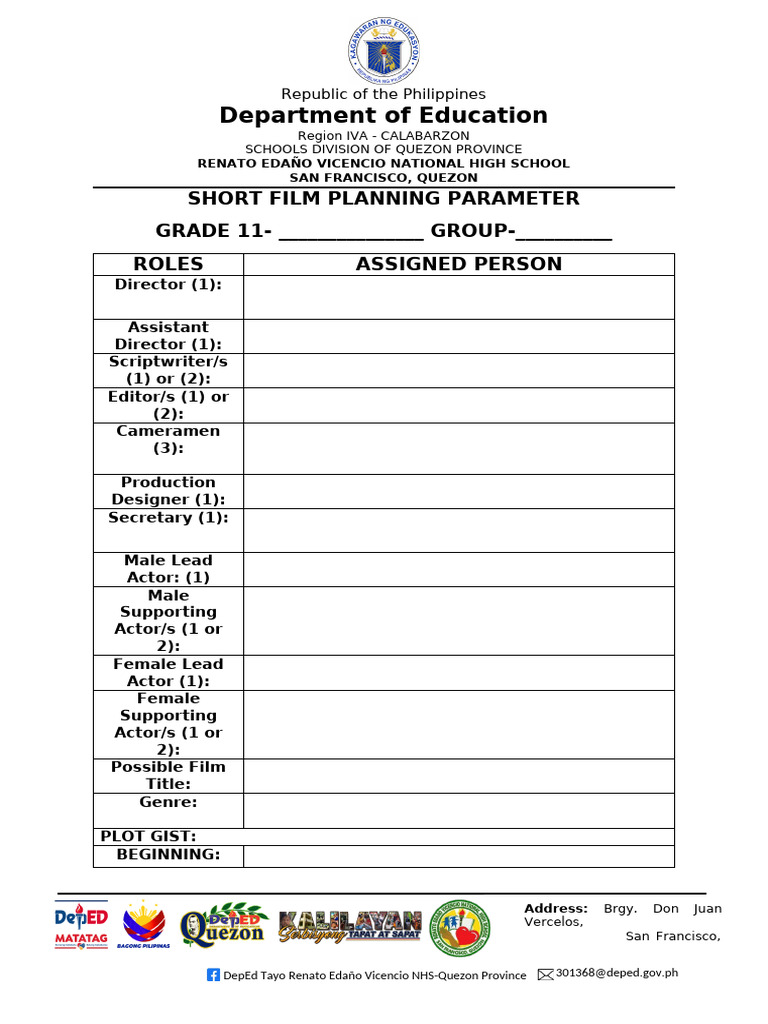 Short Film Planning Parameter | PDF | Governance | Government Related Organizations