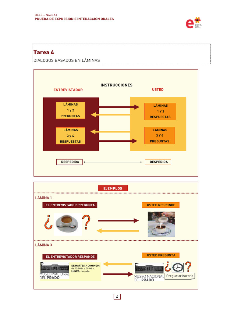 Prueba Oral DELE A1: Diálogos y Tareas | PDF
