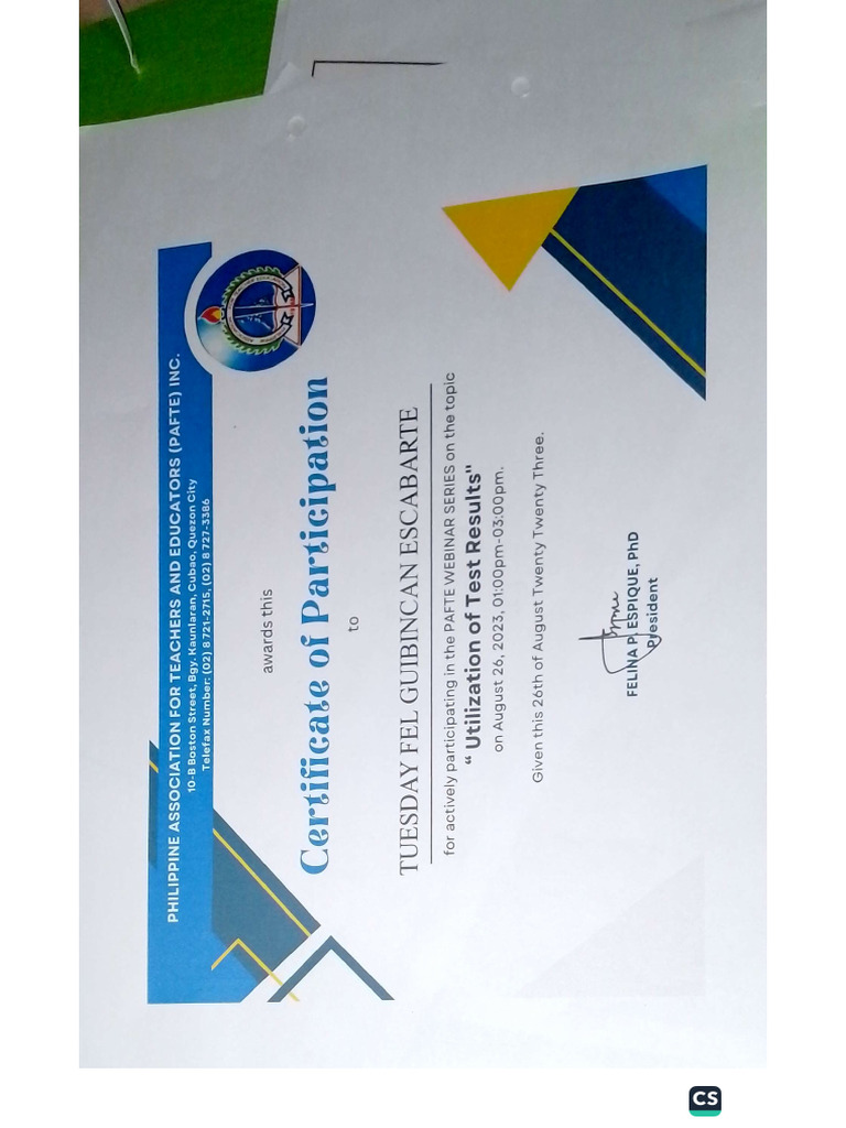 Pafte Webinar Certificate 2 | PDF