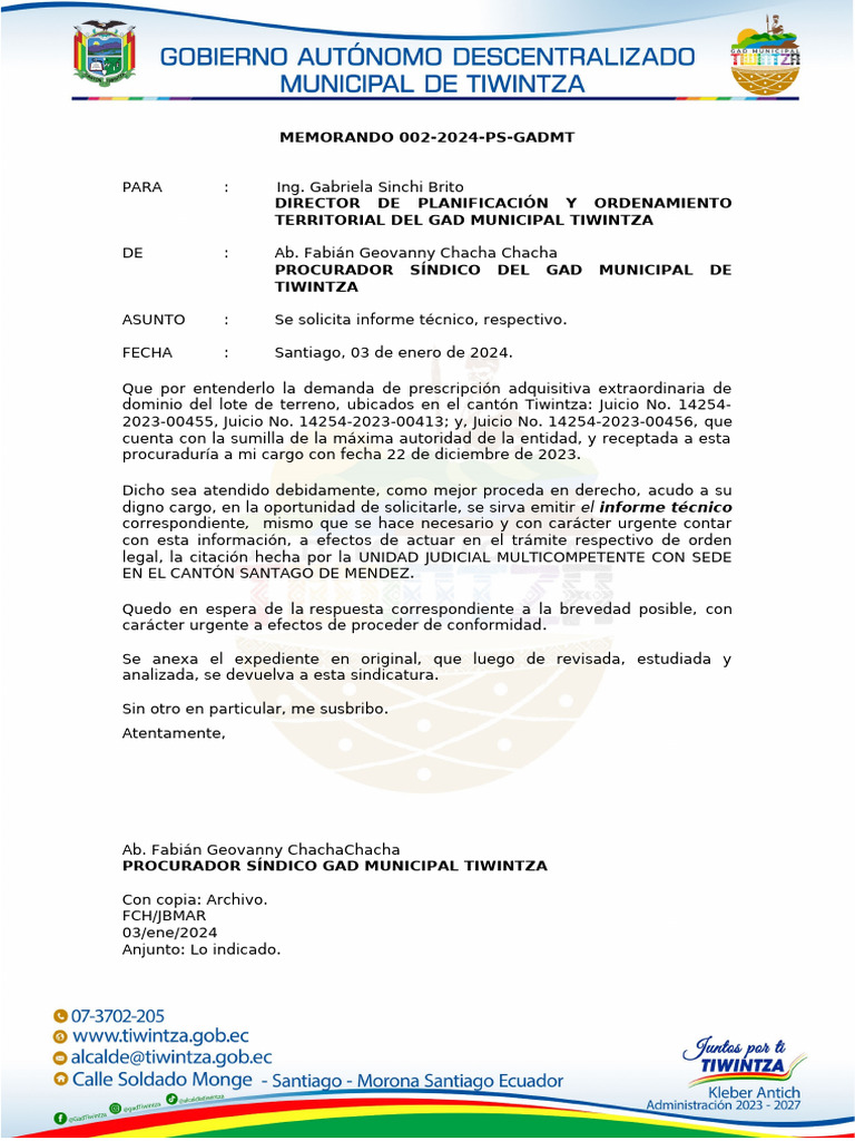 Memo 002 - Planificacion | PDF