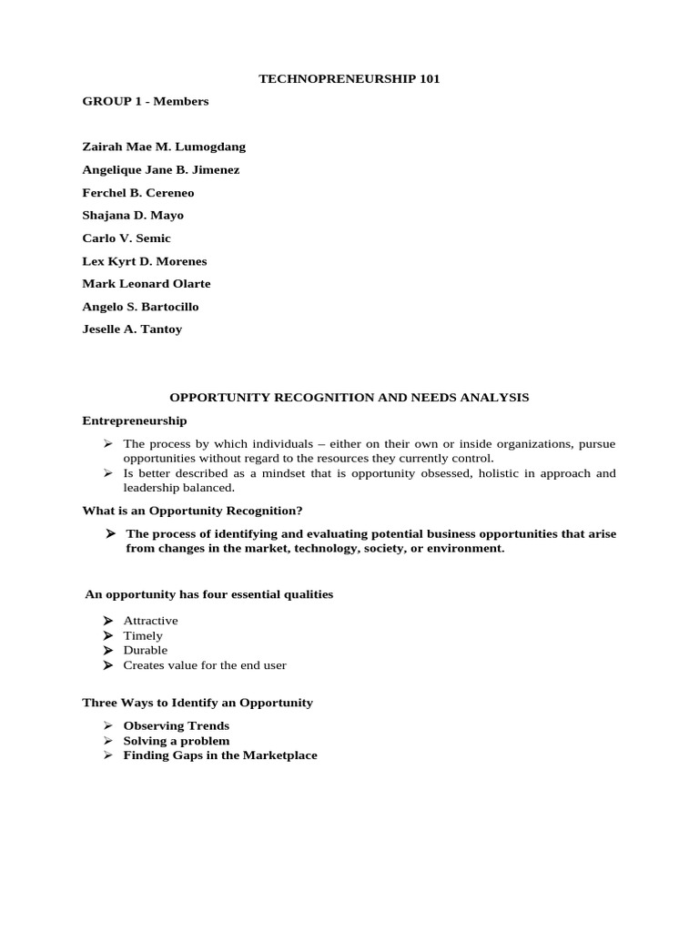 Technopreneurship Handouts 1 | PDF | Marketing | Consumer Behaviour