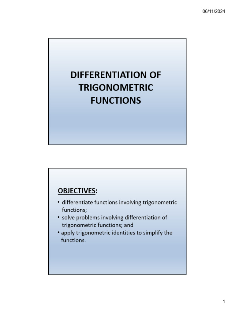 Differentiation of Trigonometric Functions | PDF | Trigonometric ...