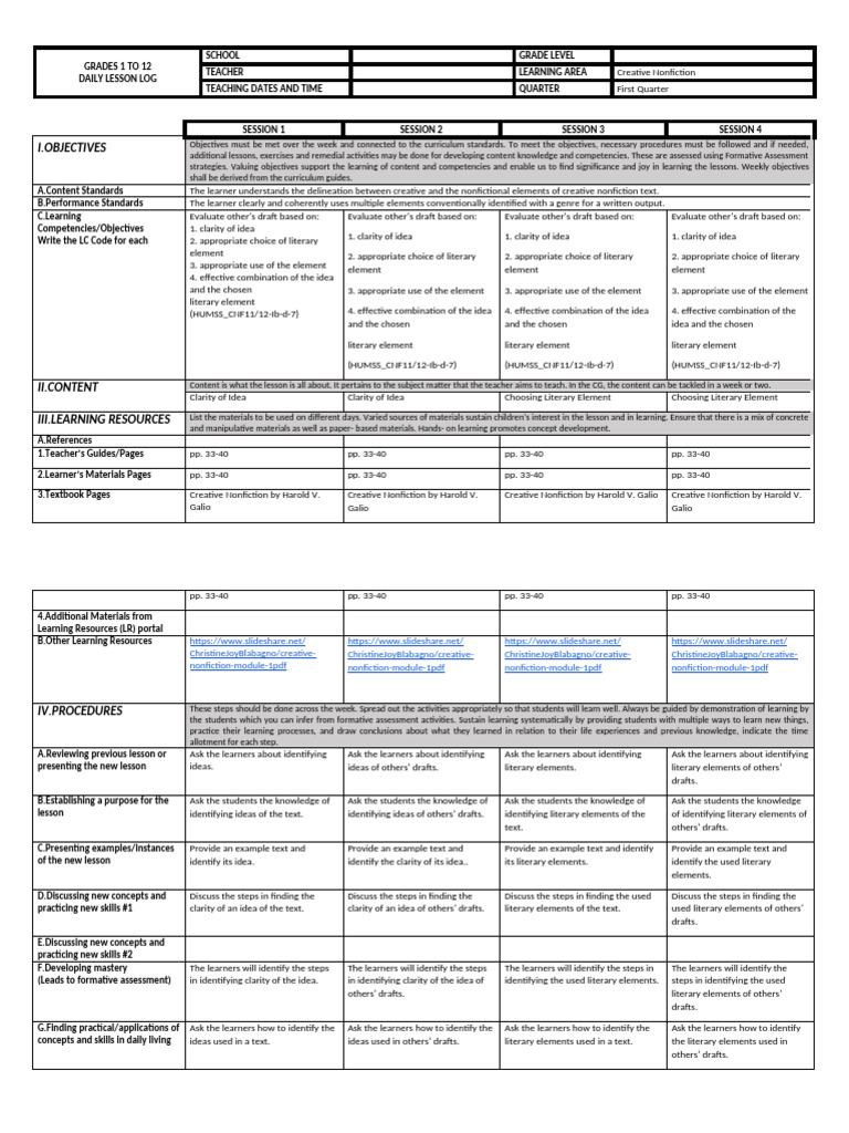 1st Quarter Week 6 | PDF | Learning | Teaching