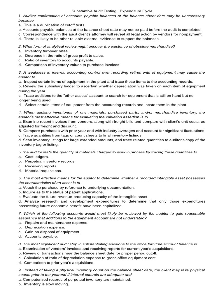 Substantive Audit Testing | PDF | Inventory | Audit