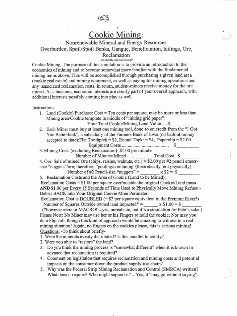 Cookie Mining Lab | PDF | Heavy Industry | Mining