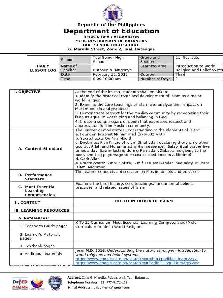 Dll-Observation-Cot3-World Religion | PDF | Quran | Islam