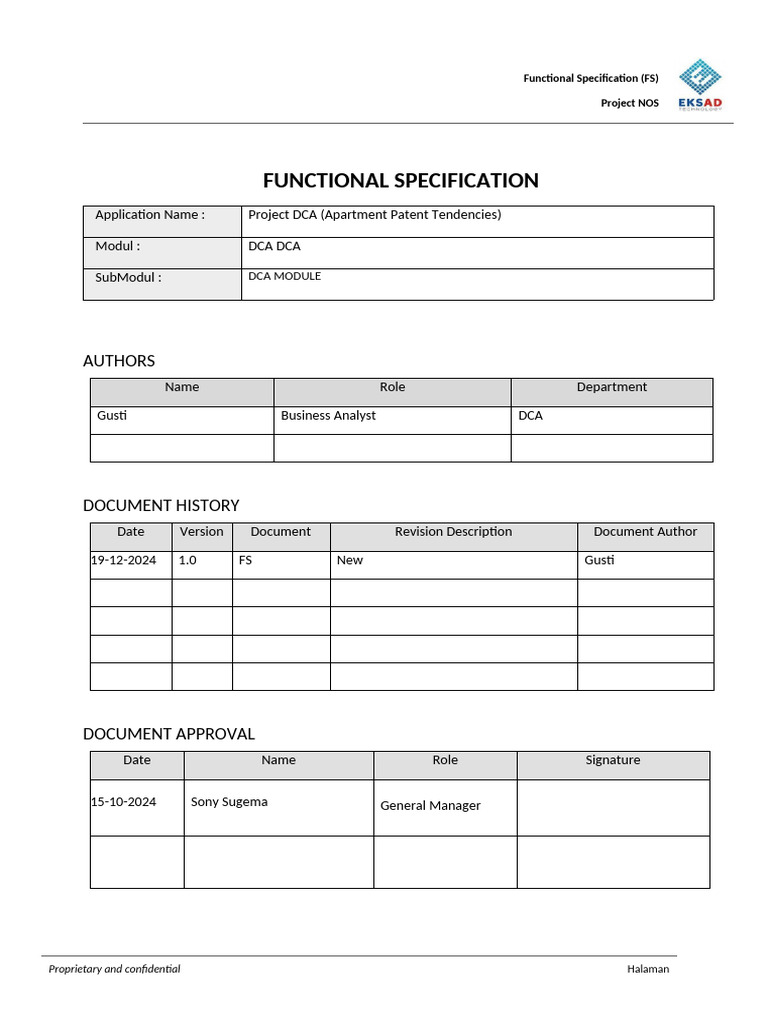 Standar Desain Dokumen FSD | PDF