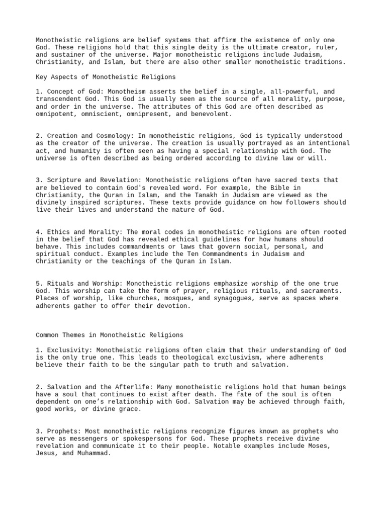 Monotheistic Re | PDF | Monotheism | Salvation