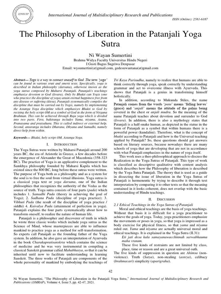 The Philosophy of Liberation in The Pata | PDF | Yoga | Prana