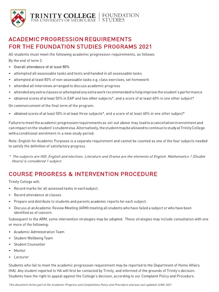 Academic Progression Requirements | PDF