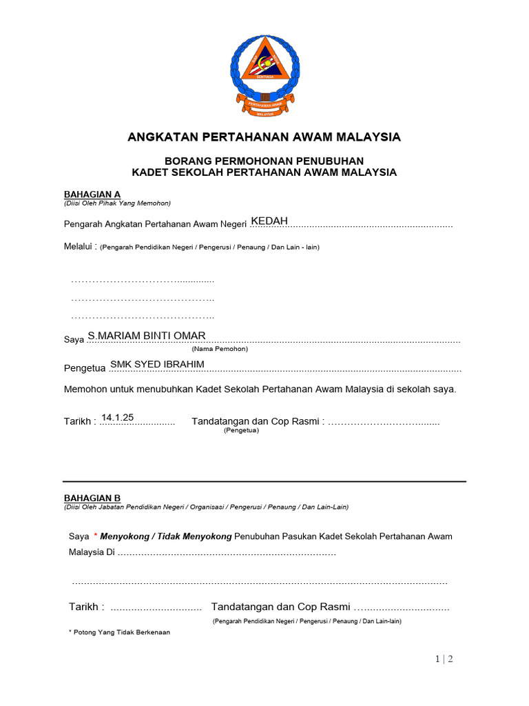 Borang Penubuhan KASPA (BPA) | PDF