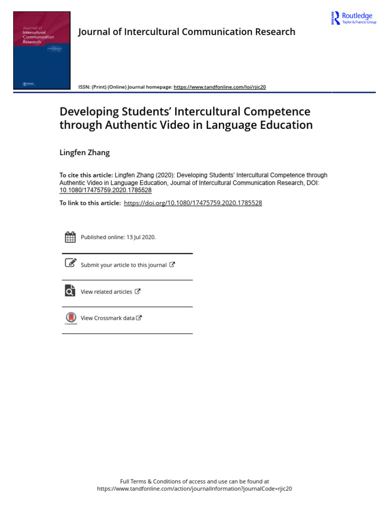 Developing Students' Intercultural Competence Through Authentic Video ...