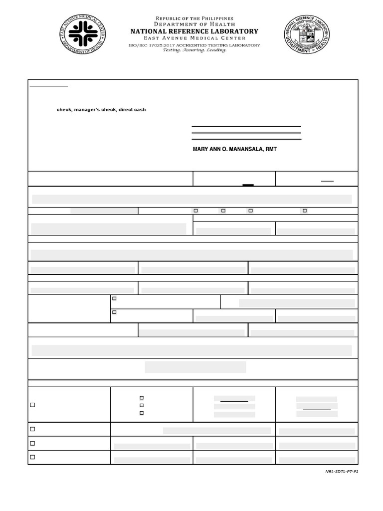 2025 SDTL PT Drug Test Registration Form | PDF | Drug Test | Money