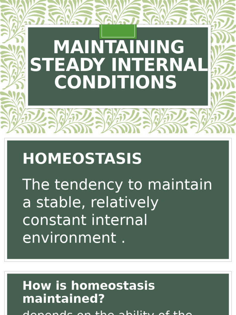 Maintaining Steady Internal Conditions | PDF | Osmosis | Homeostasis
