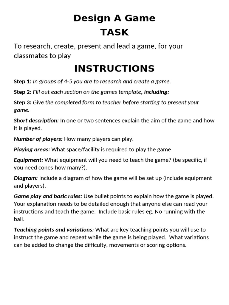 Design A Game | PDF