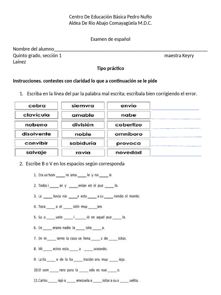 Segundo Examen de Español | PDF