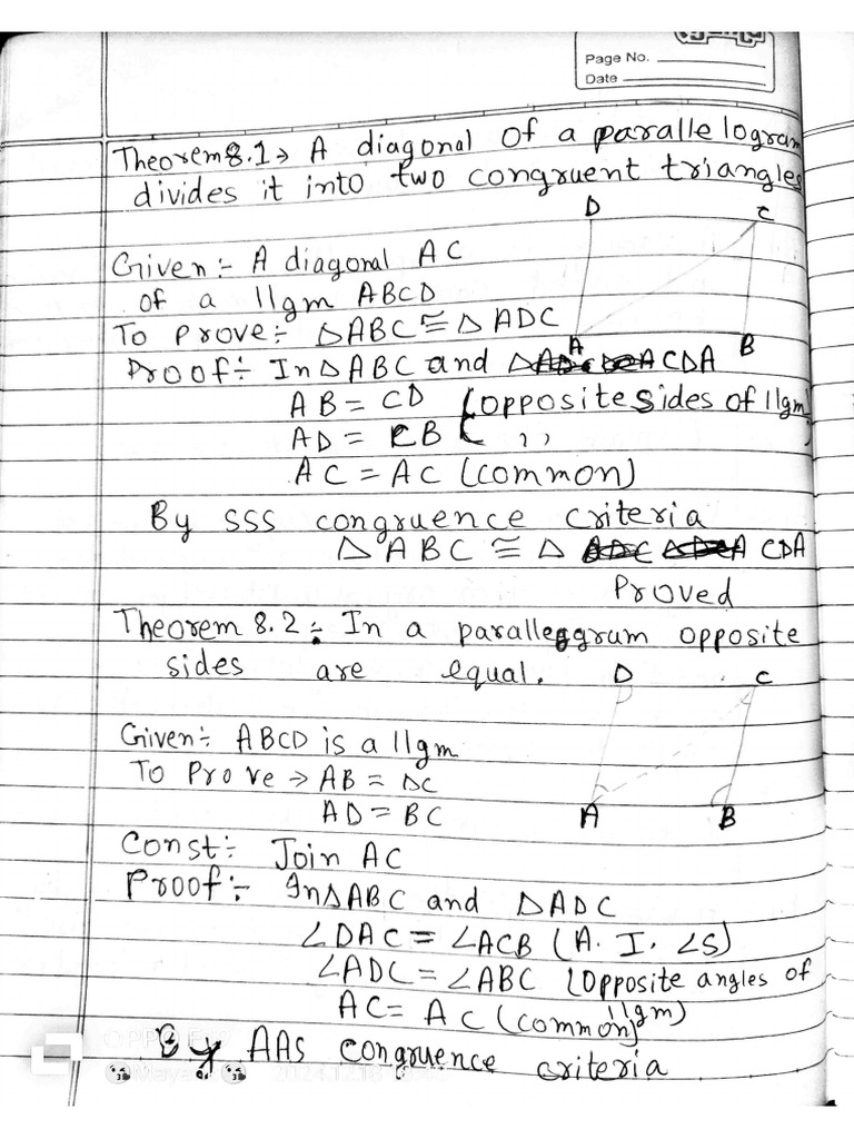 Math Theorem 8.1 to 8.7 | PDF