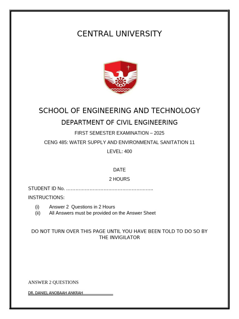 Water Supply & Envt. Sanitation 11 Ceng 485 | PDF