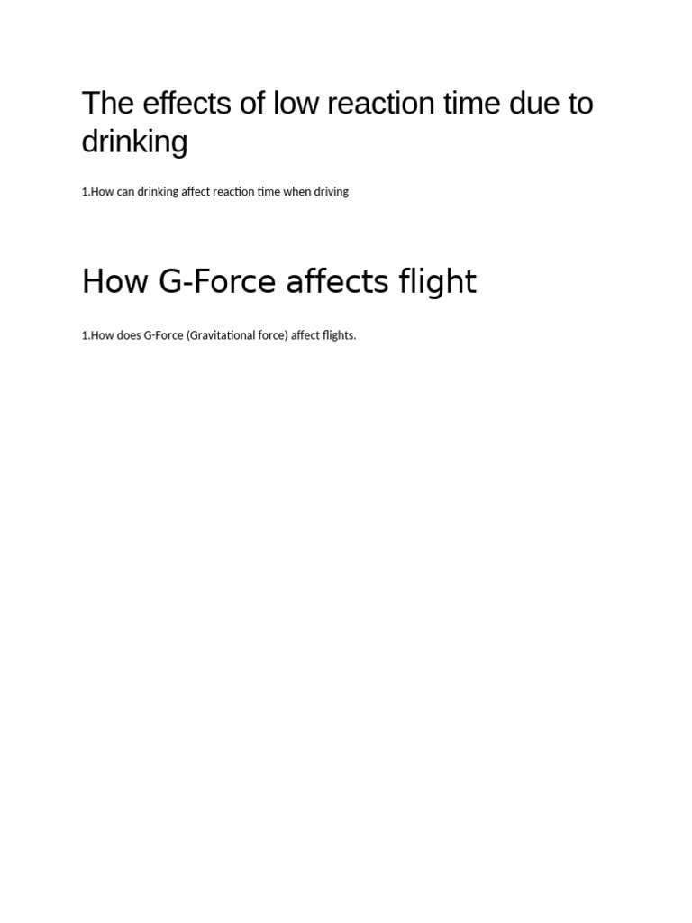 The Effects of Low Reaction Time Due To Drinking | PDF