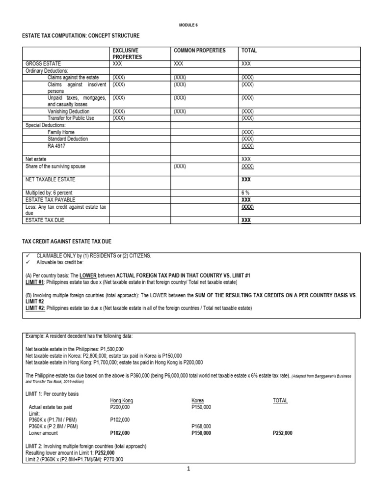 Estate Tax Computation Overview | PDF | Estate Tax In The United States ...