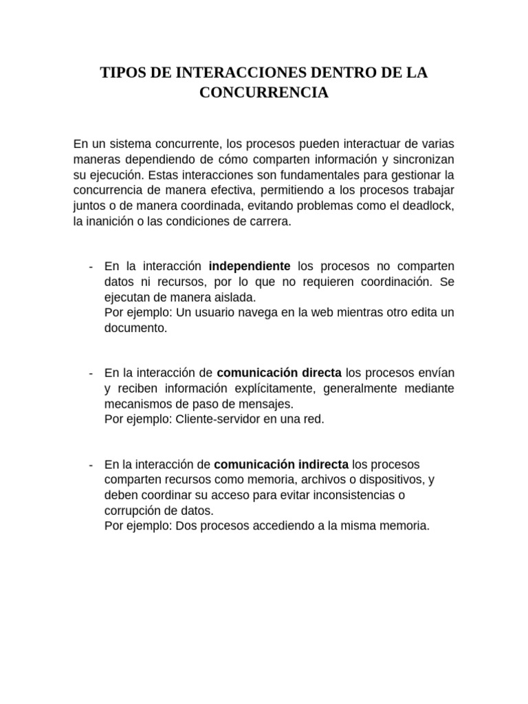 tipos de interacciones | PDF