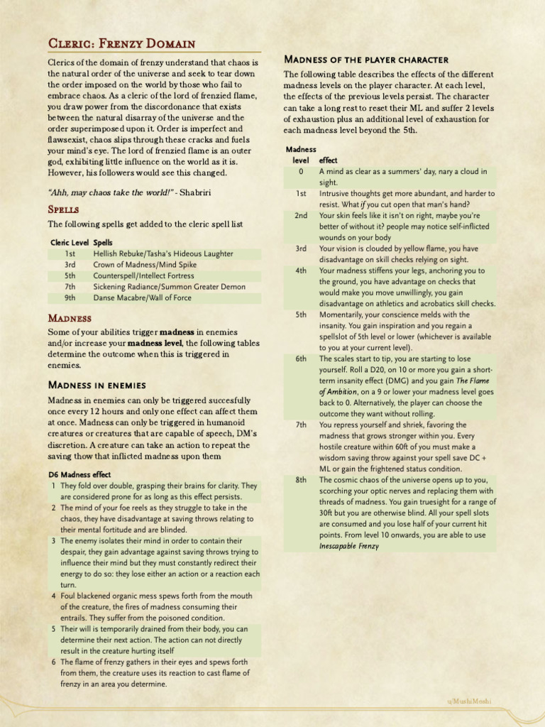 Cleric - Frenzy Domain - The Homebrewery | PDF