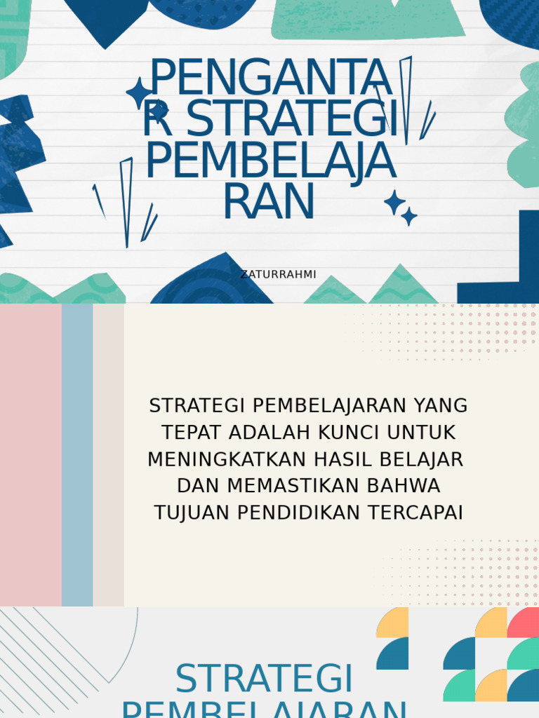 Materi 1 Pengantar Strategi Pembelajaran | PDF