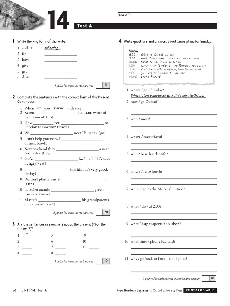 Headway English A1 Practice Exercises | PDF