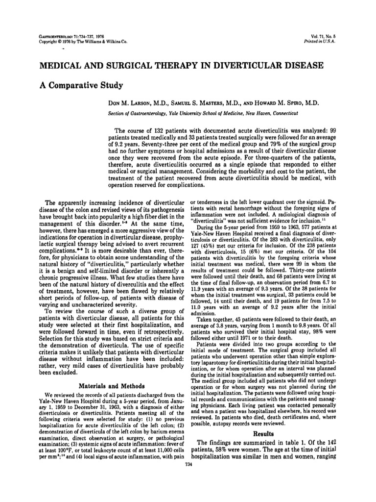 MEDICAL AND SURGICAL THERAPY IN DIVERTICULAR DISEASE | PDF | Medicine ...