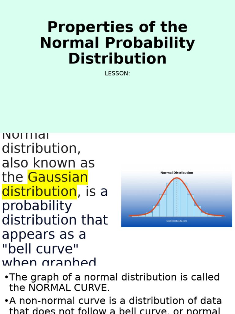 Properties of Normal Distribution | PDF | Normal Distribution ...