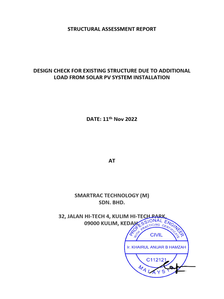 Solar Panel Calculation - Smartrac Technology Structure Load Report ...