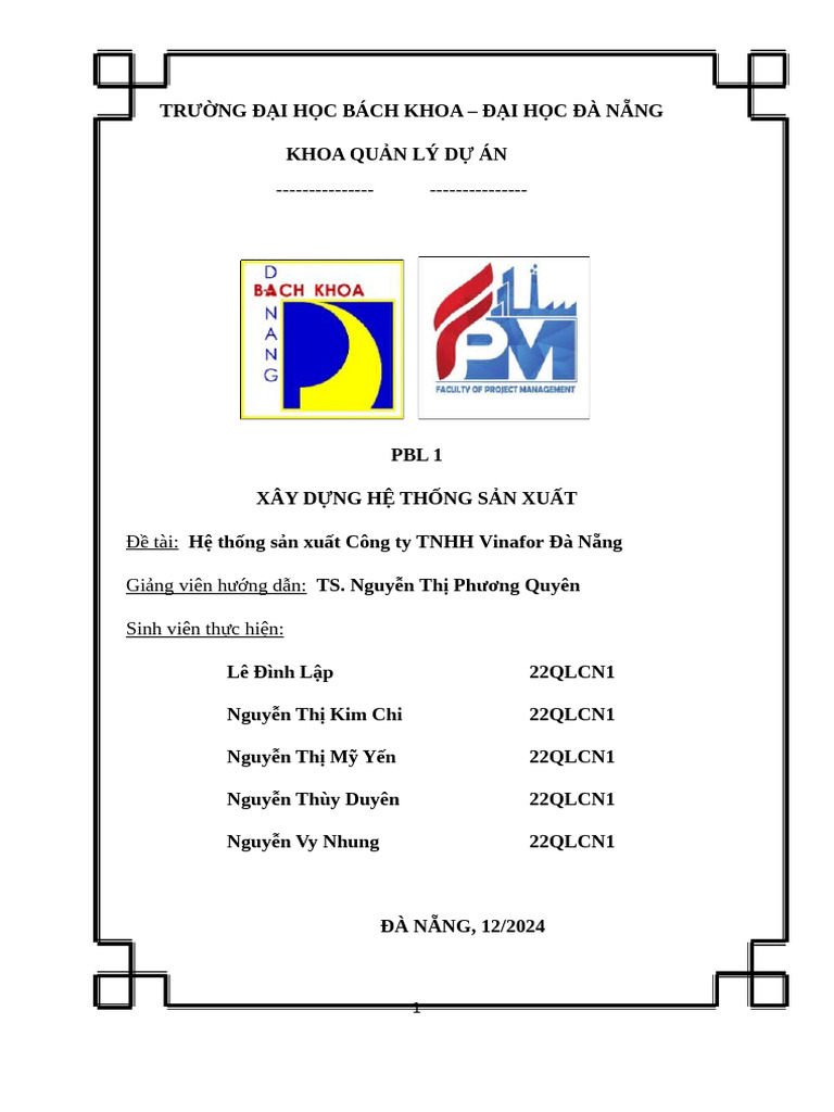 PBL1 - Nhóm 1 | PDF