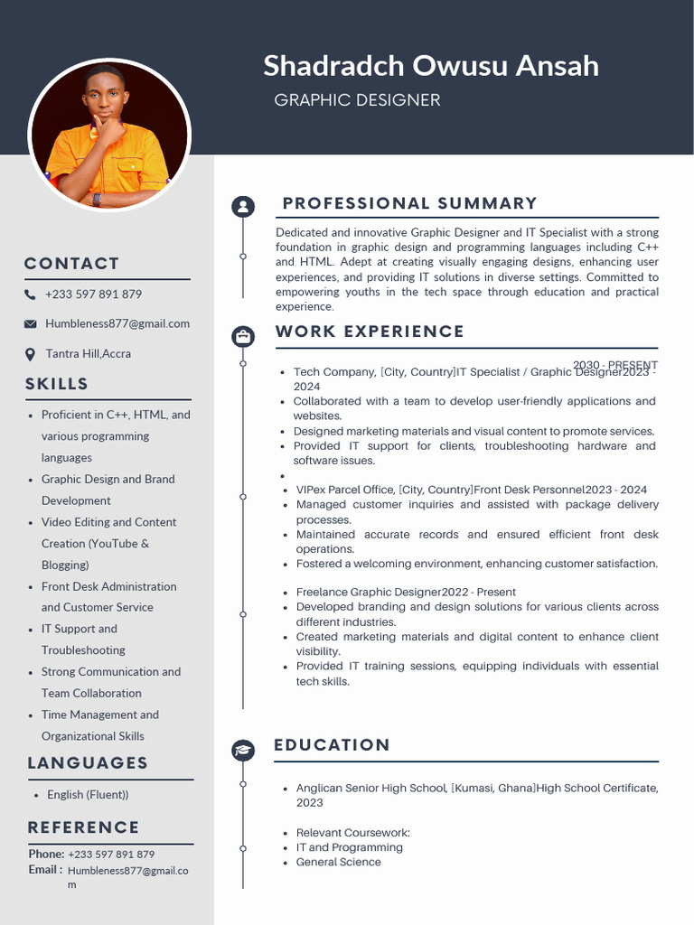 Blue and Gray Simple Professional CV Resume | PDF | Graphic Design | Computing